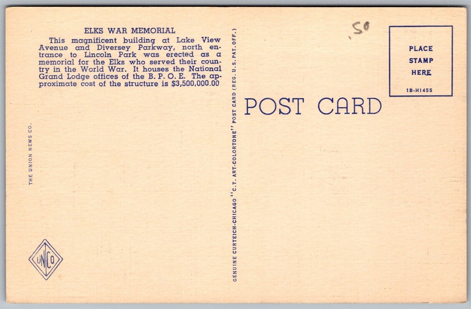 Vtg Chicago Illinois Elks National Memorial World War I Veterans 1940s ...