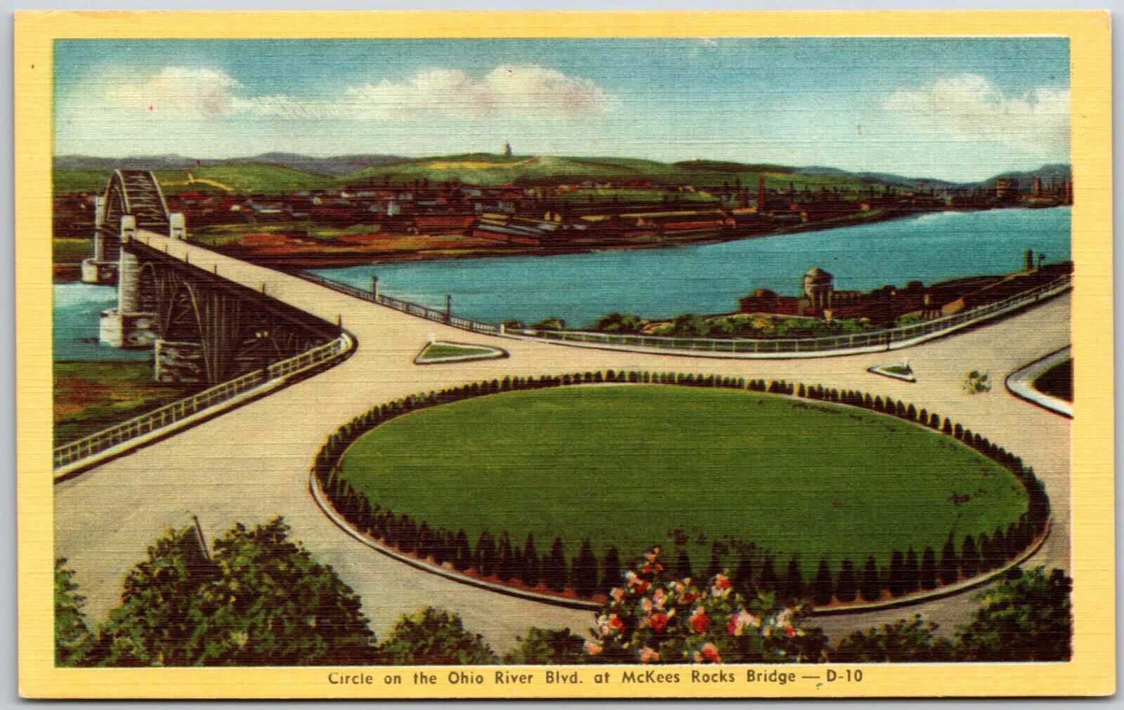Circle on Ohio River Boulevard at McKees Rocks Bridge, Ohio - Postcard ...
