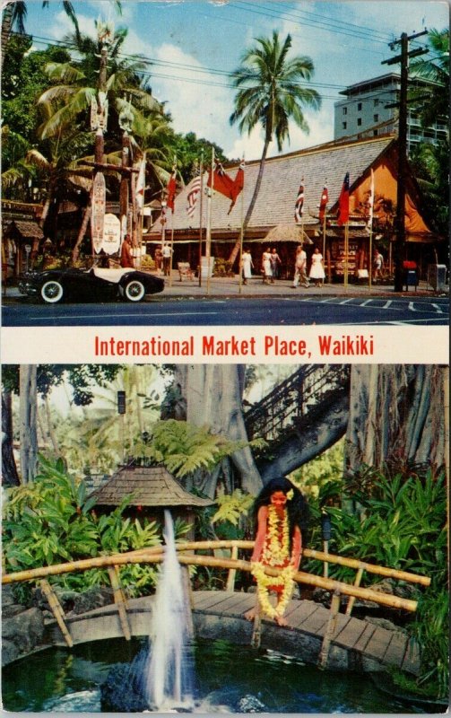 Waikiki HI International Market Place Woman Multiview c1960s Postcard ...