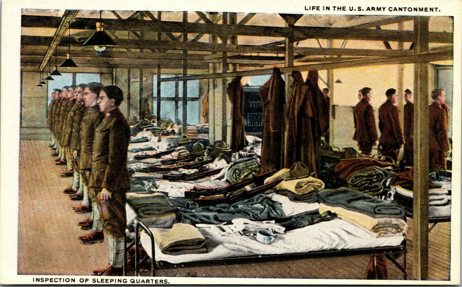 Vtg Life in US Army Cantonment Inspection of Sleeping Quarters Military ...