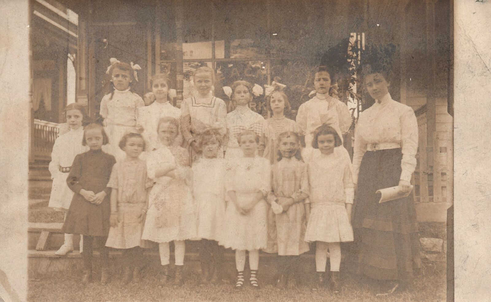 Vintage Postcard 1910's Group of Girls Students and Their Teacher Class ...