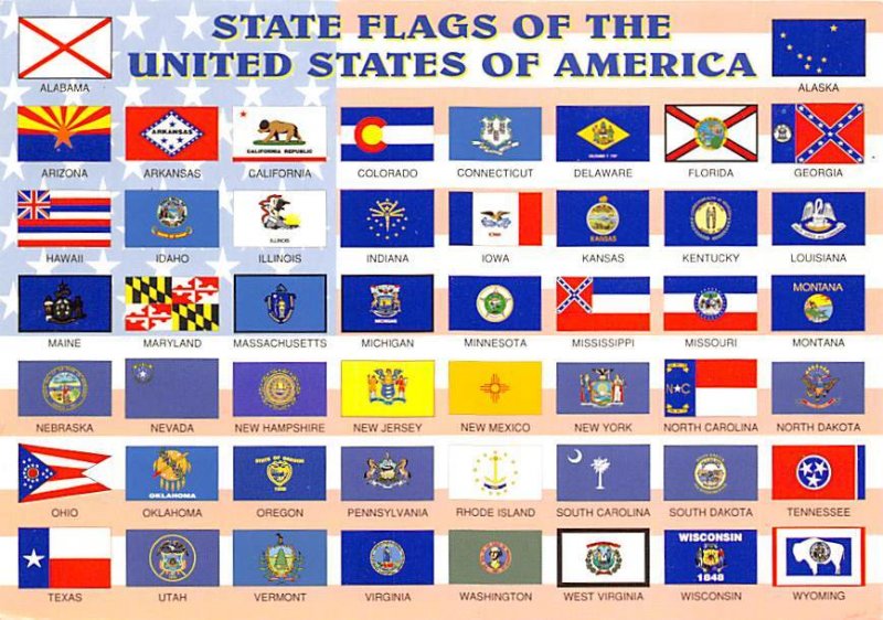 State Flags Of 50 United States Of America | Topics - Other, Postcard ...