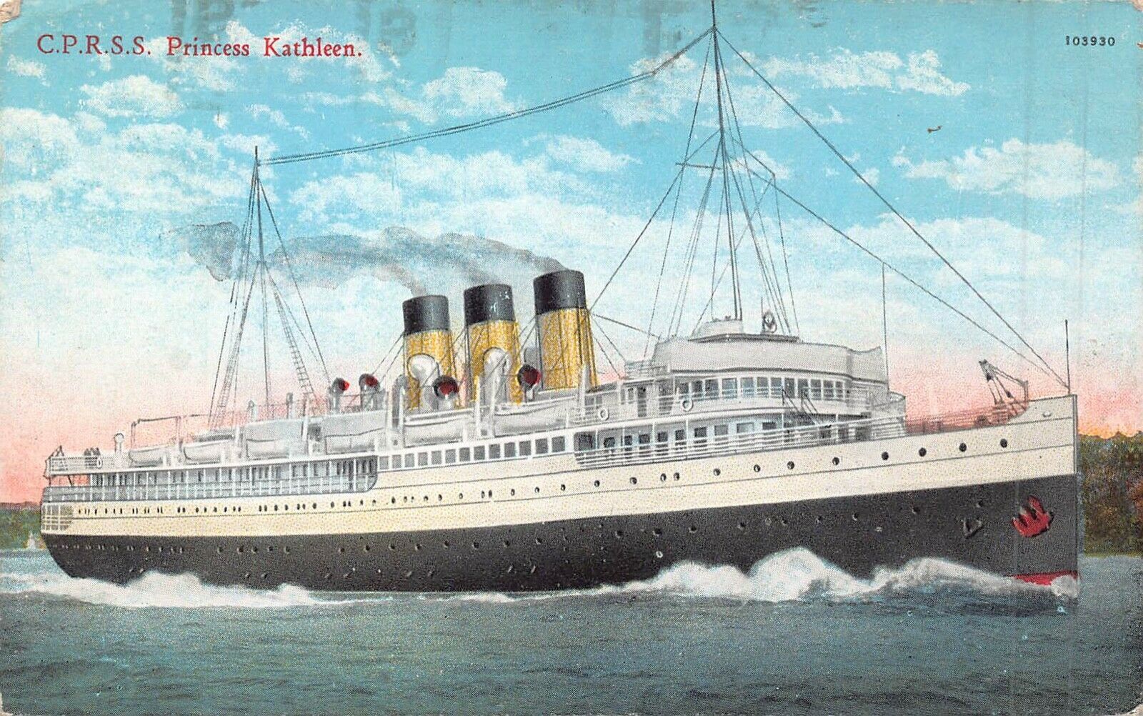 Canadian Pacific Railway Steamer Ship Princess Kathleen~1928 Pstmk ...