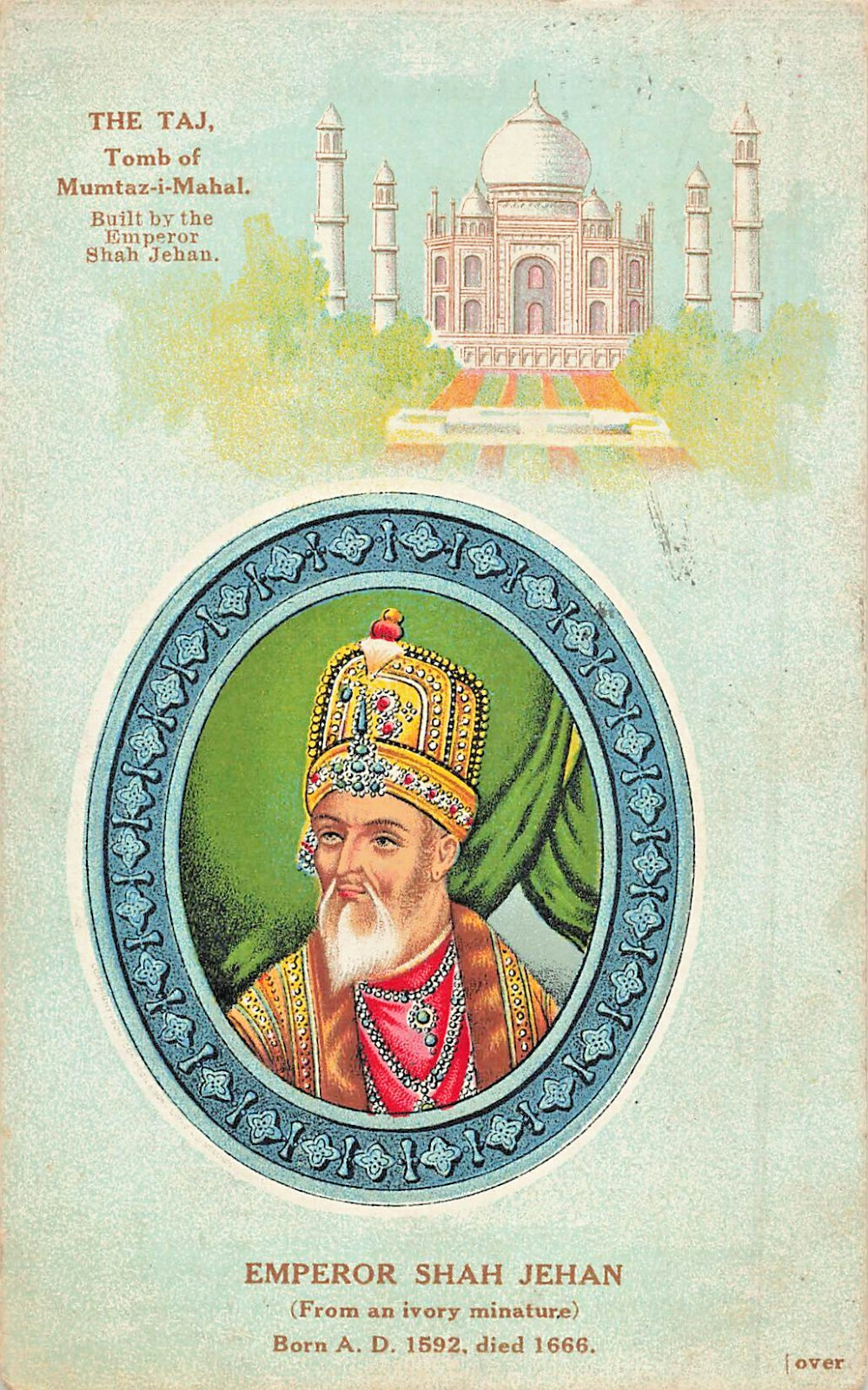 Emperor Shah Jehan & Taj Mahal~1913 India Tea Growers Advertising ...