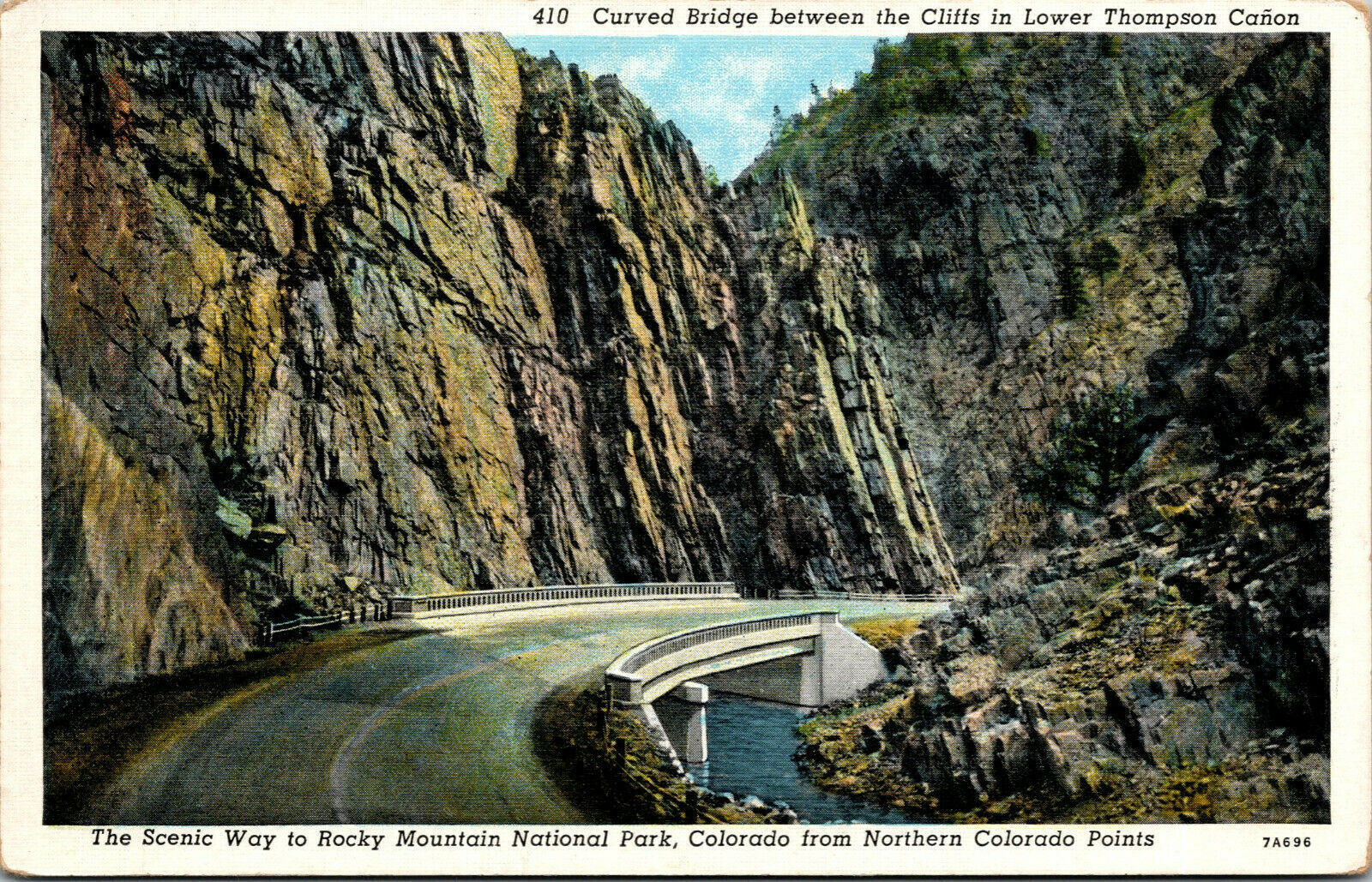 Vtg Curved Bridge between the Cliffs Lower Thompson Canyon Colorado CO ...