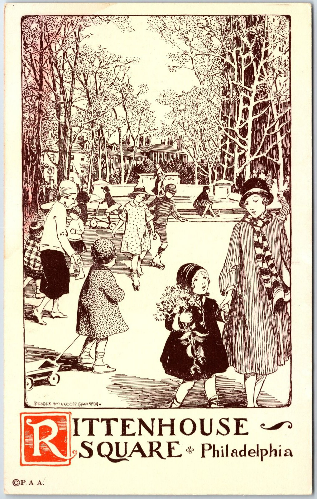 Vintage Postcard From Scene at Rittenhouse Square by Jamie Wilcox Smith ...