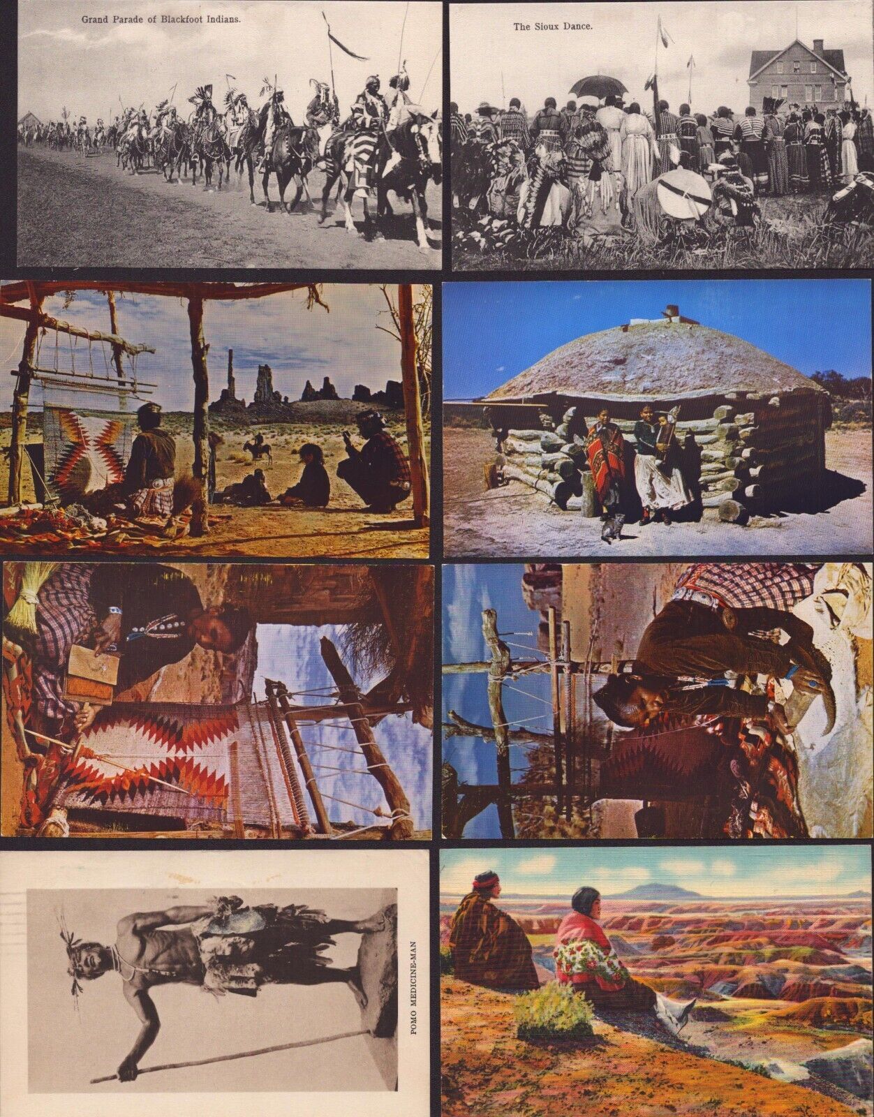 Lot of 8 Native American Indian Postcards - Hopi, Sioux, Blackfoot ...