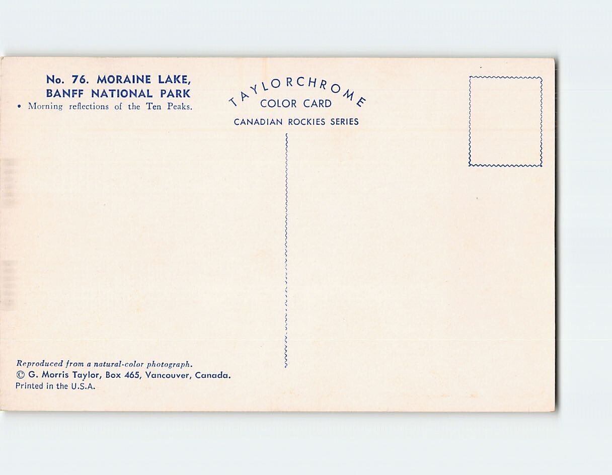 Postcard Moraine Lake, Banff National Park, Canada | Canada - Alberta ...