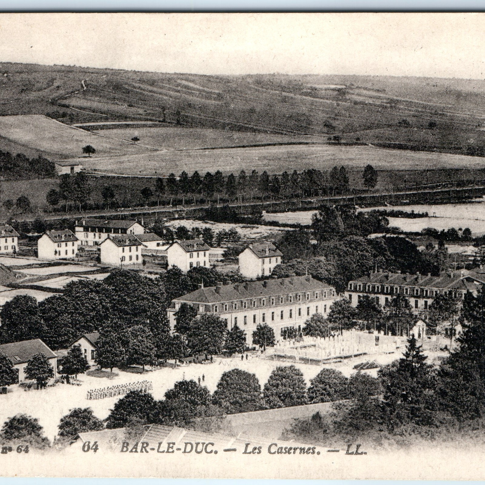 c1910s Bar-le-Duc, France Military Barracks Drill Ground Houses Fields ...