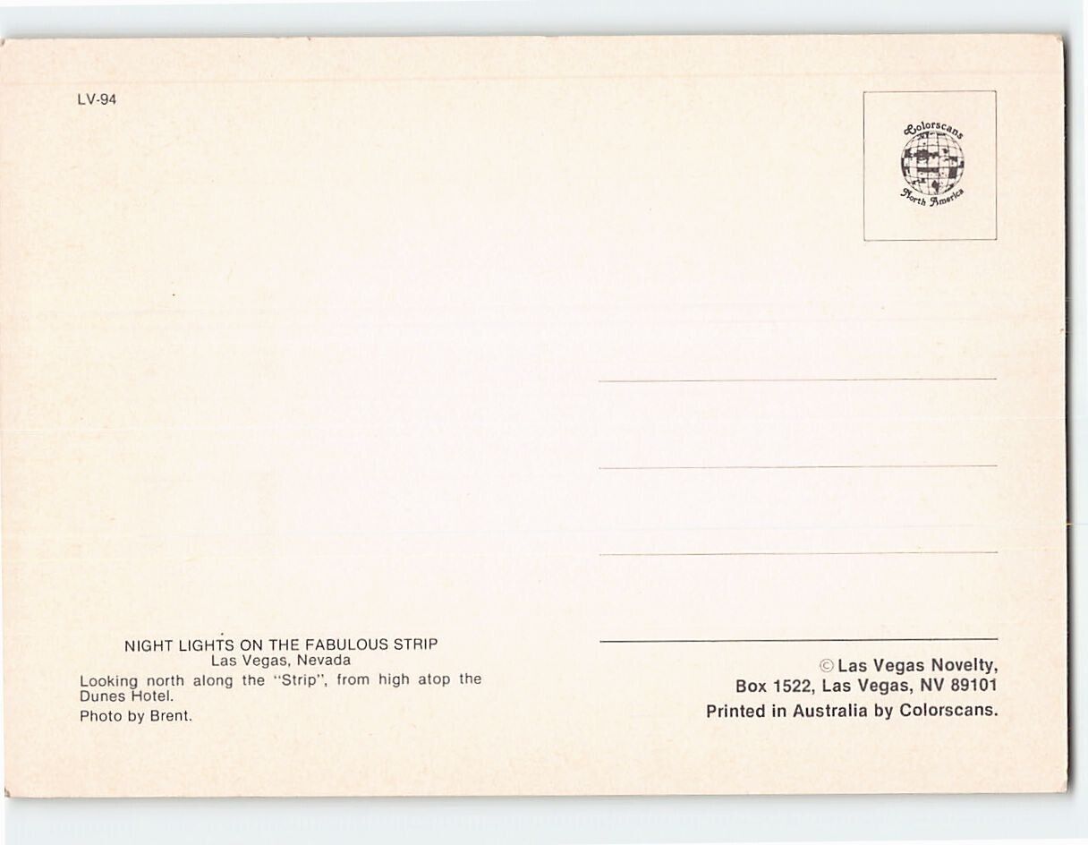 Postcard Las Vegas Fun Capital Of The World Las Vegas Nevada USA ...