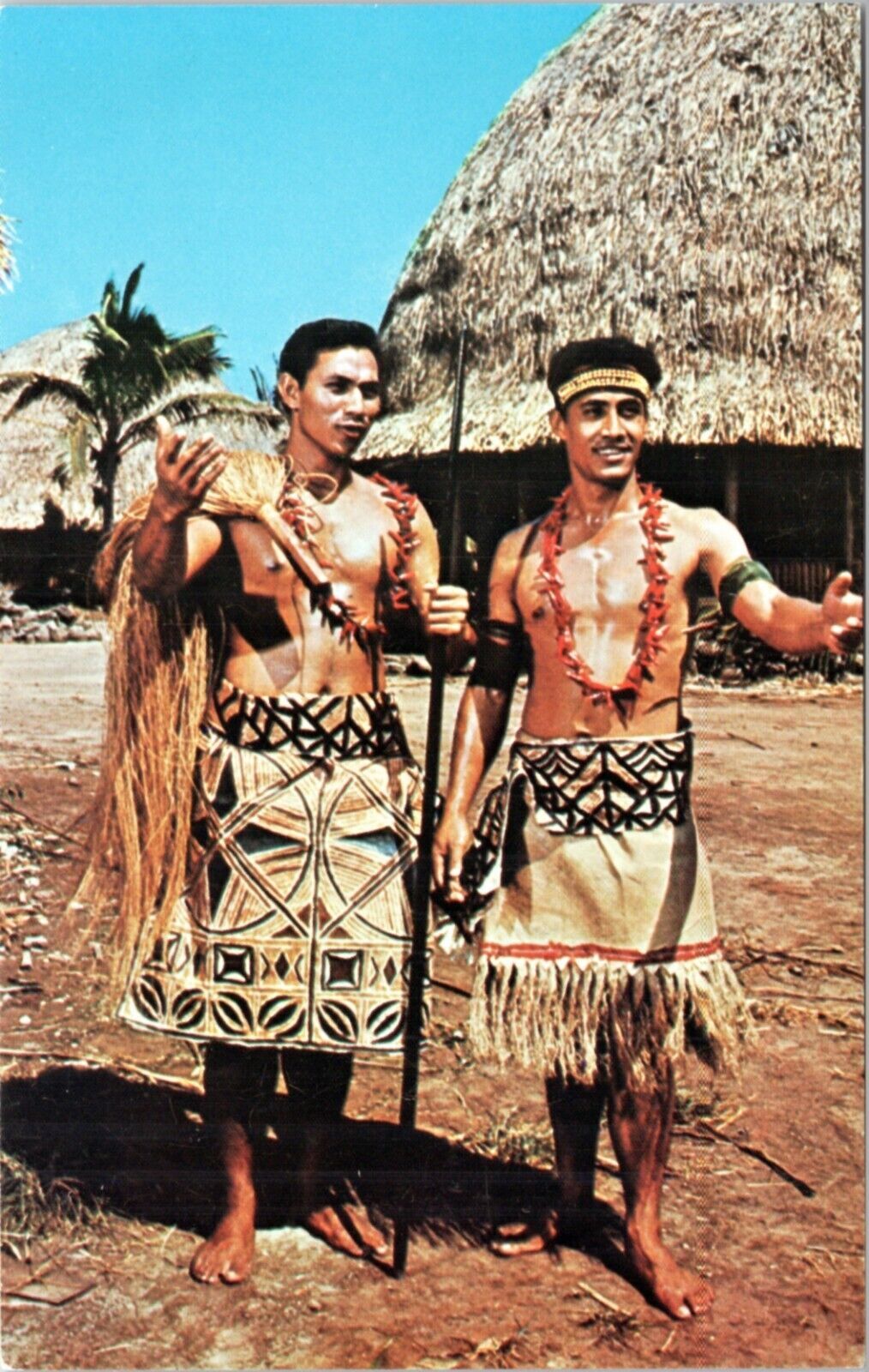 Postcard Hawaii - Samoan Village men greeters at Polynesian Cultural ...