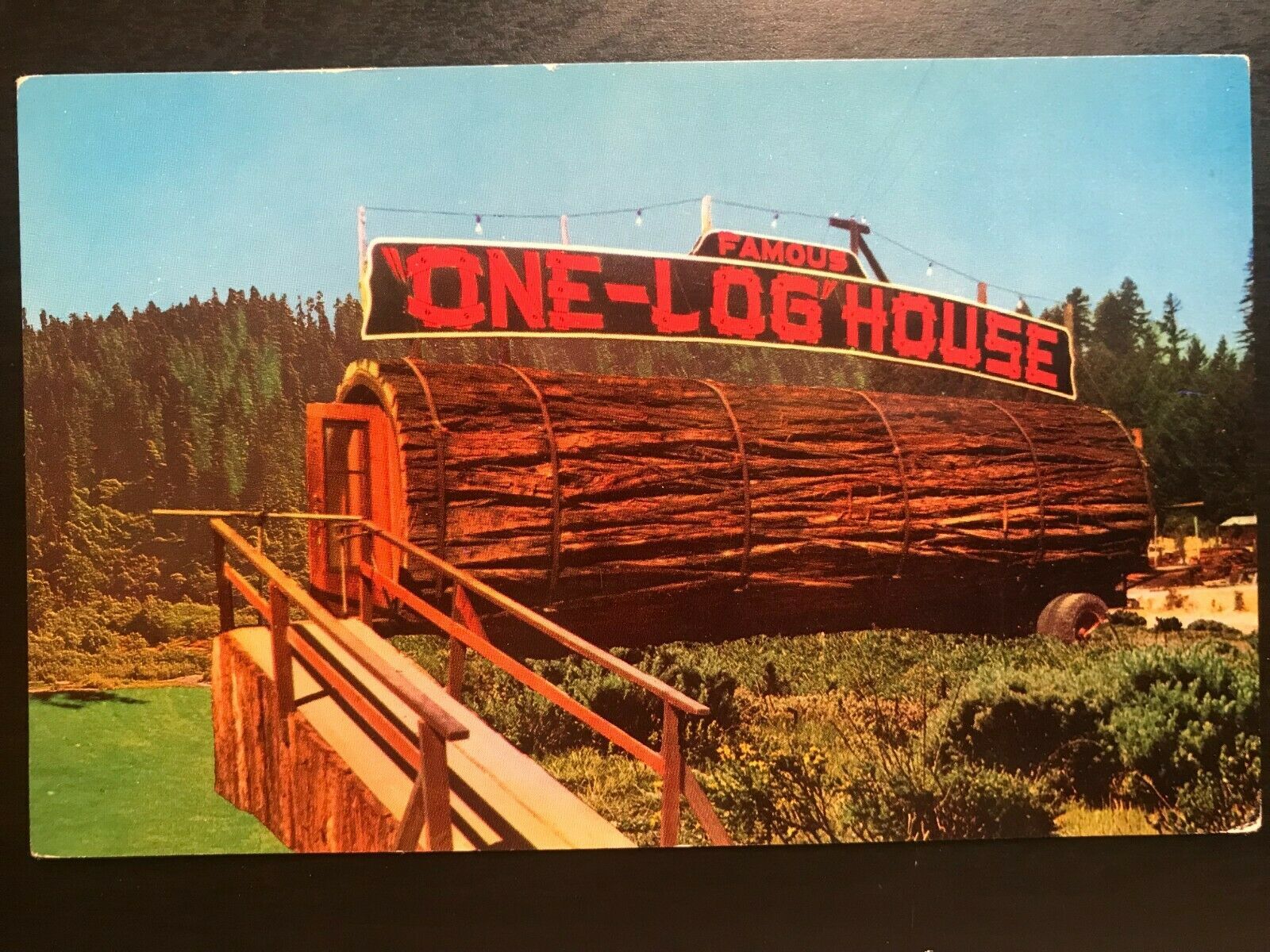 Vintage Postcard 1960's Famous One-Log House Garberville California ...