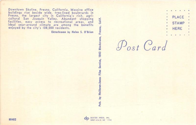 Fresno California~Downtown Skyline~Pop. 108,000~San Joaquin Vally ...