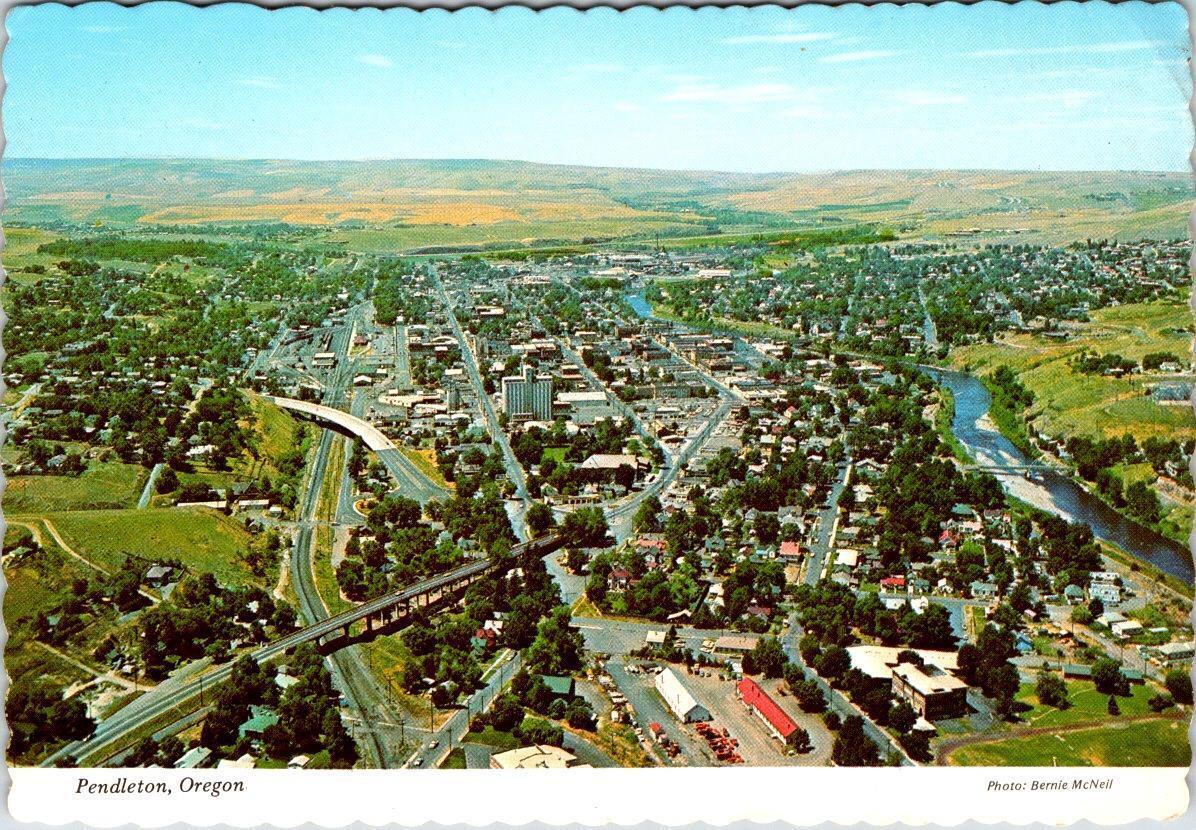 2~4X6 Postcards Pendleton, OR Oregon CITY & DEAD MAN'S PASS Bird's Eye ...
