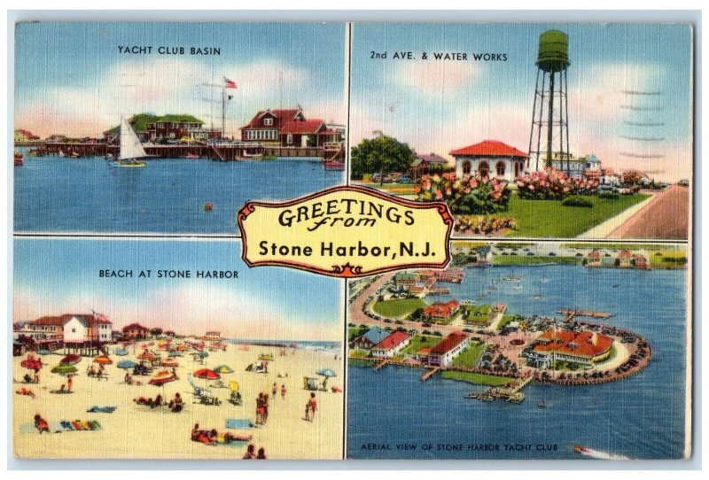 1959 Greetings from Stone Harbor New Jersey NJ Aerial Multiview ...