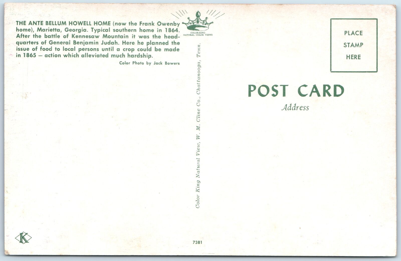 c1960s Marietta, GA Ante Bellum Howell House Frank Owenby General Ben ...