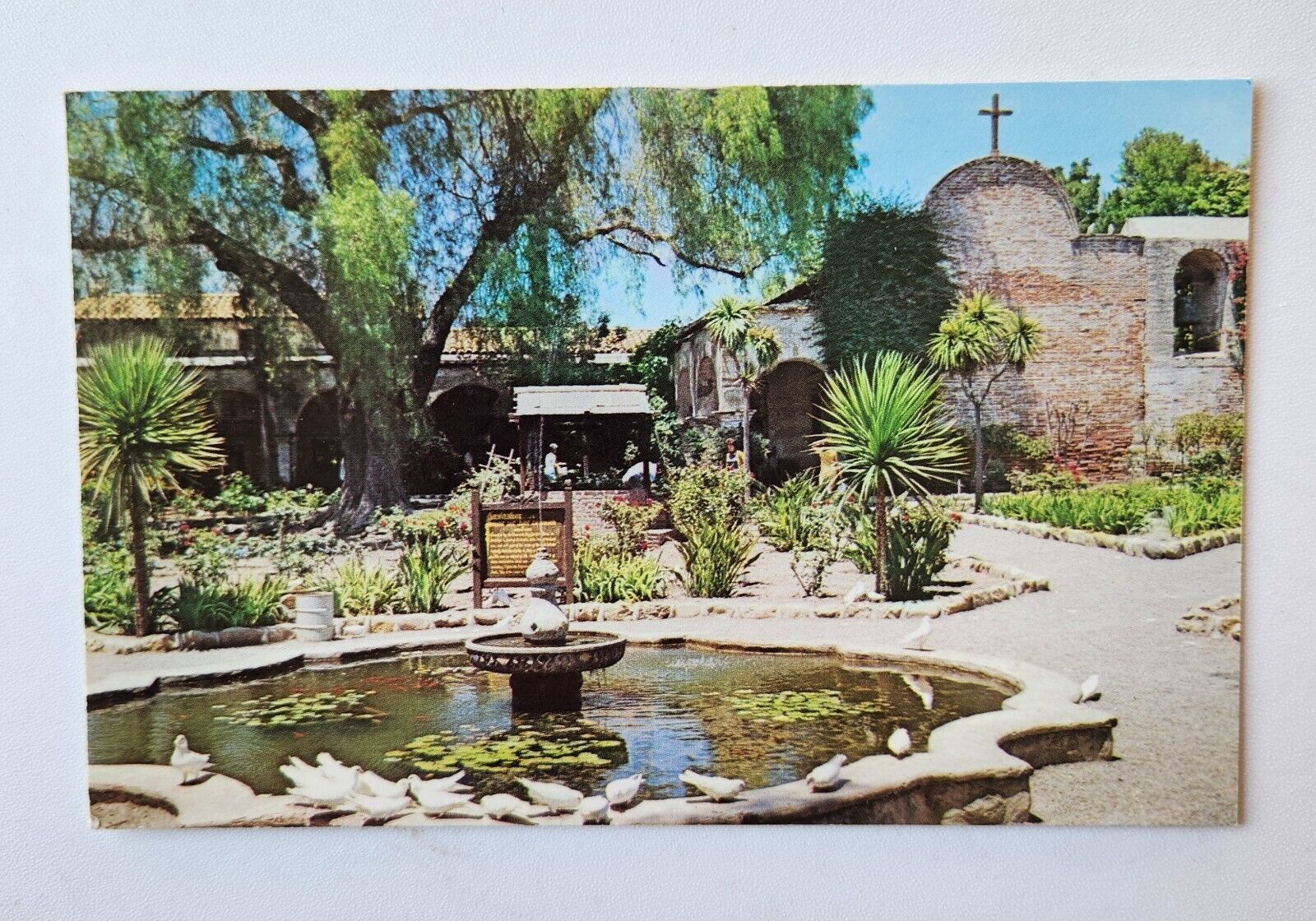 1776 Mission San Juan Capistrano White Pigeons Front Garden Fountain CA ...