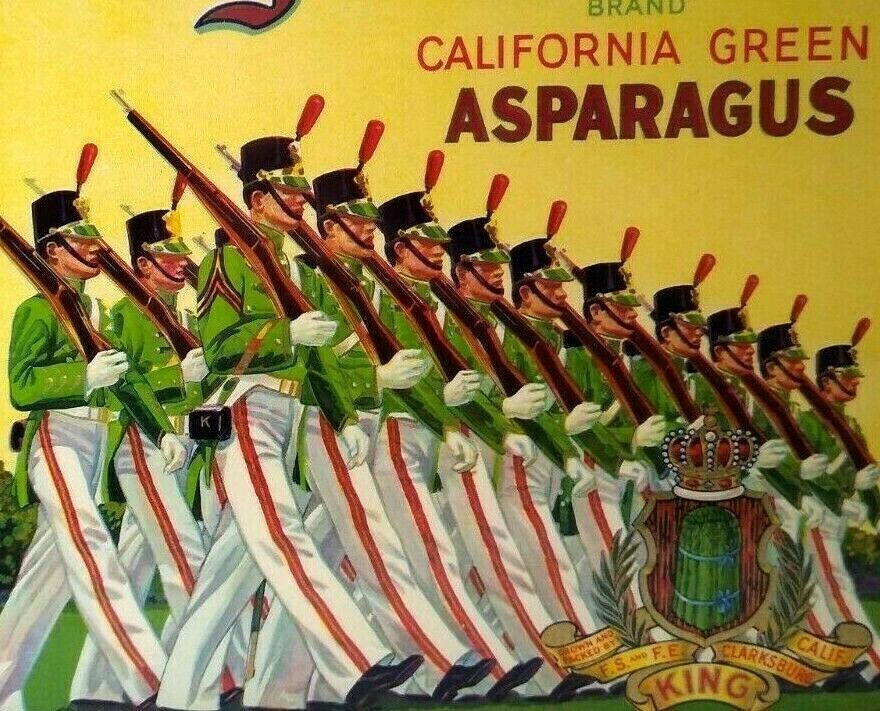 Kings Cadets Asparagus Crate Label Marching Military Men In Green ...
