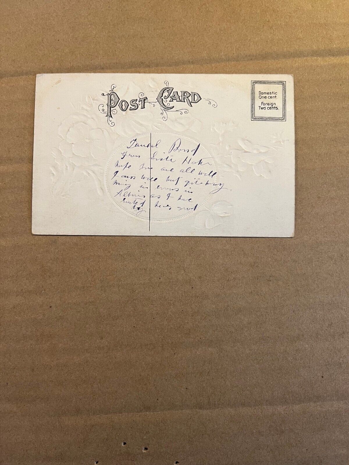 Vintage .01 Postcard - Embossed - Used - Though Lost to Sight to Memory ...