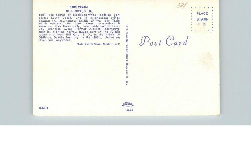 Postcard 1880 Train Hill City South Dakota "World Famous 1880 Trains ...
