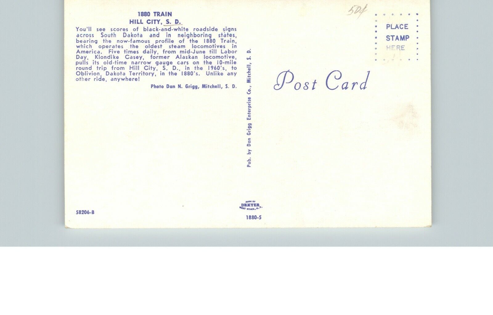 Postcard 1880 Train Hill City South Dakota "World Famous 1880 Trains ...