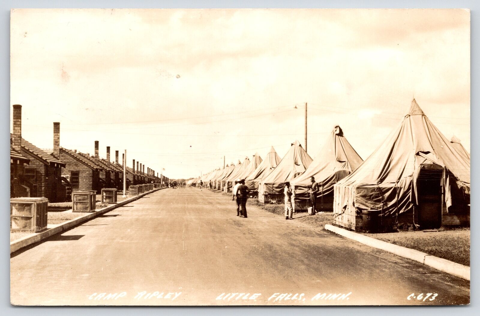 Little Falls MN~Camp Ripley Soldiers Walk Past Tents~Grand Place~WWII ...