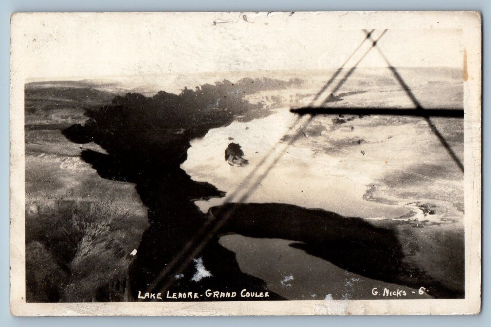 Grand Coulee Washington WA Postcard RPPC Photo Lake Lenore Bird's Eye ...