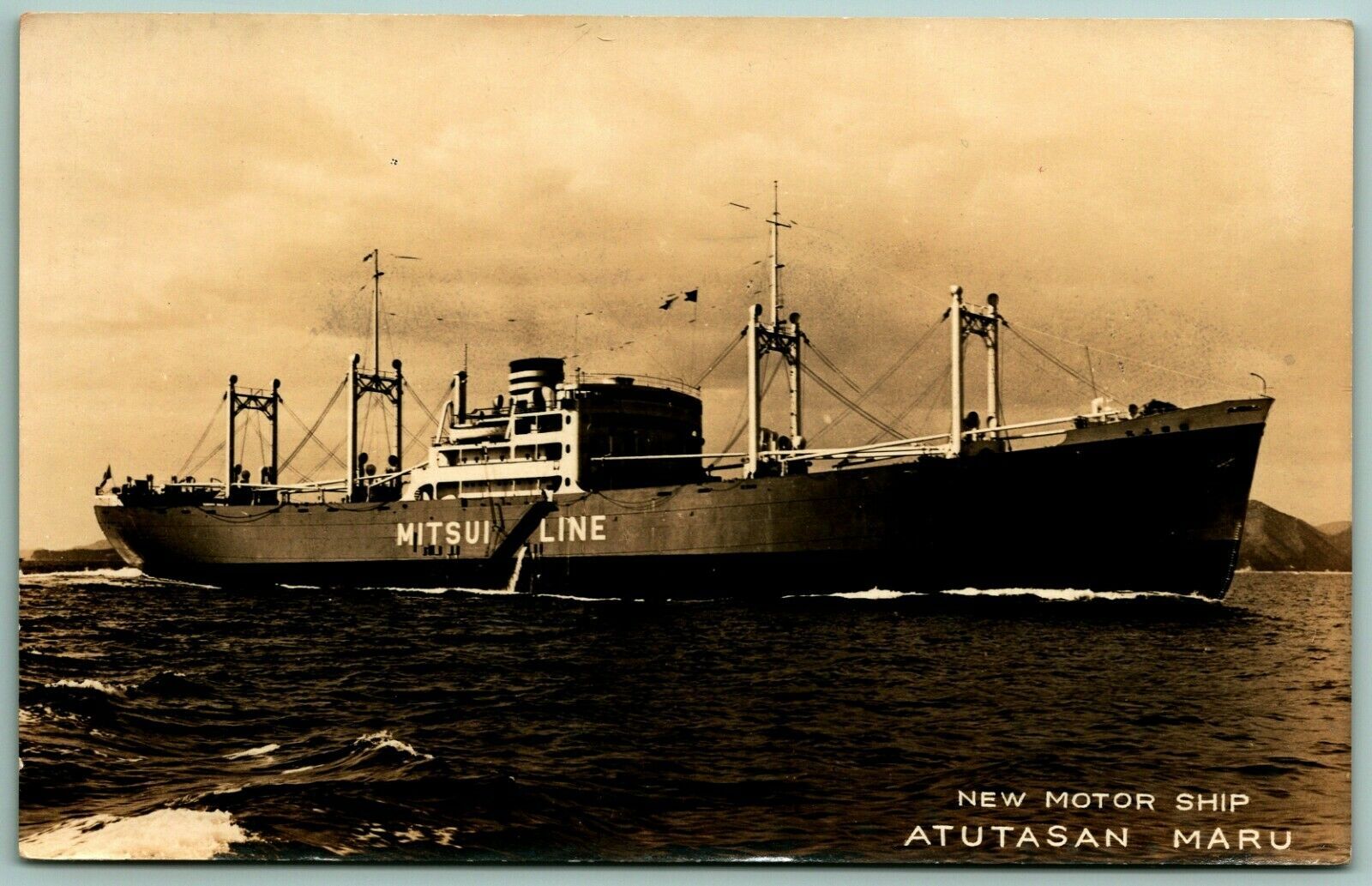 RPPC 1937 Atutasan Maru Motor Ship Japan OSK Lines Torpedoed WW2 UNP ...