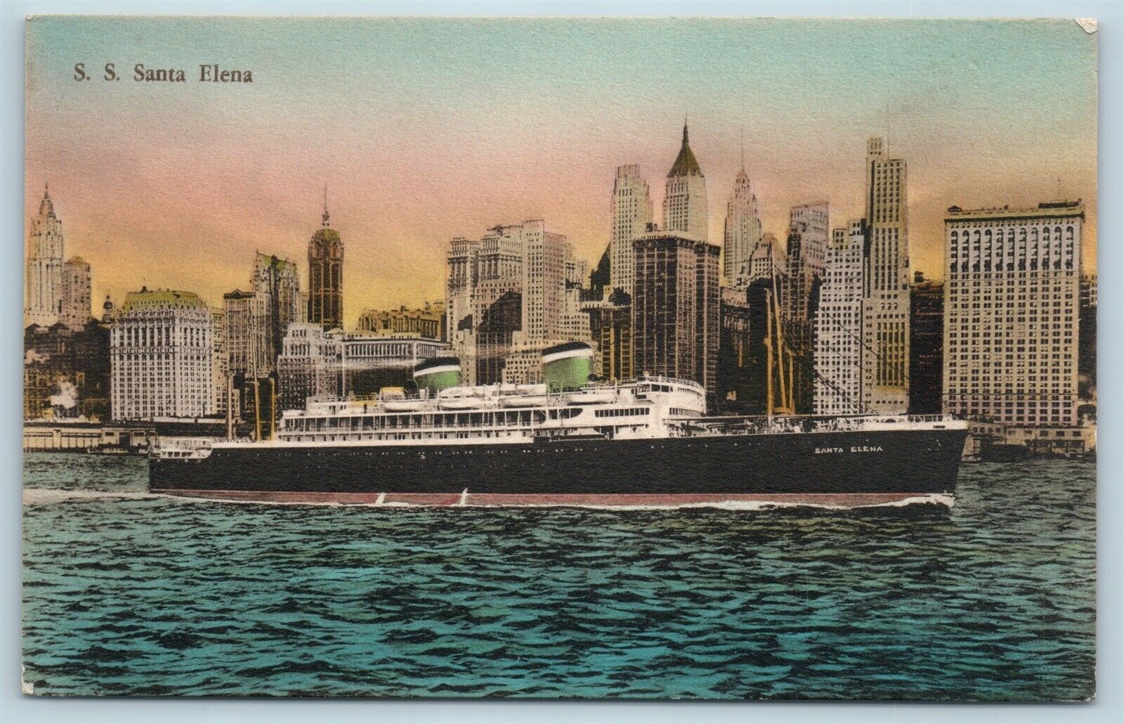 Postcard Steam Ship SS Santa Elena Steamer Ship c1930s Troop Ship Sunk ...