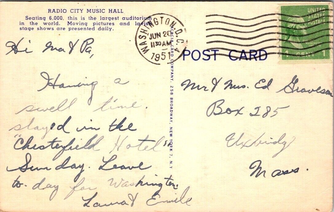 Vintage New York City Postcard - Radio City Music Hall - Rockettes ...