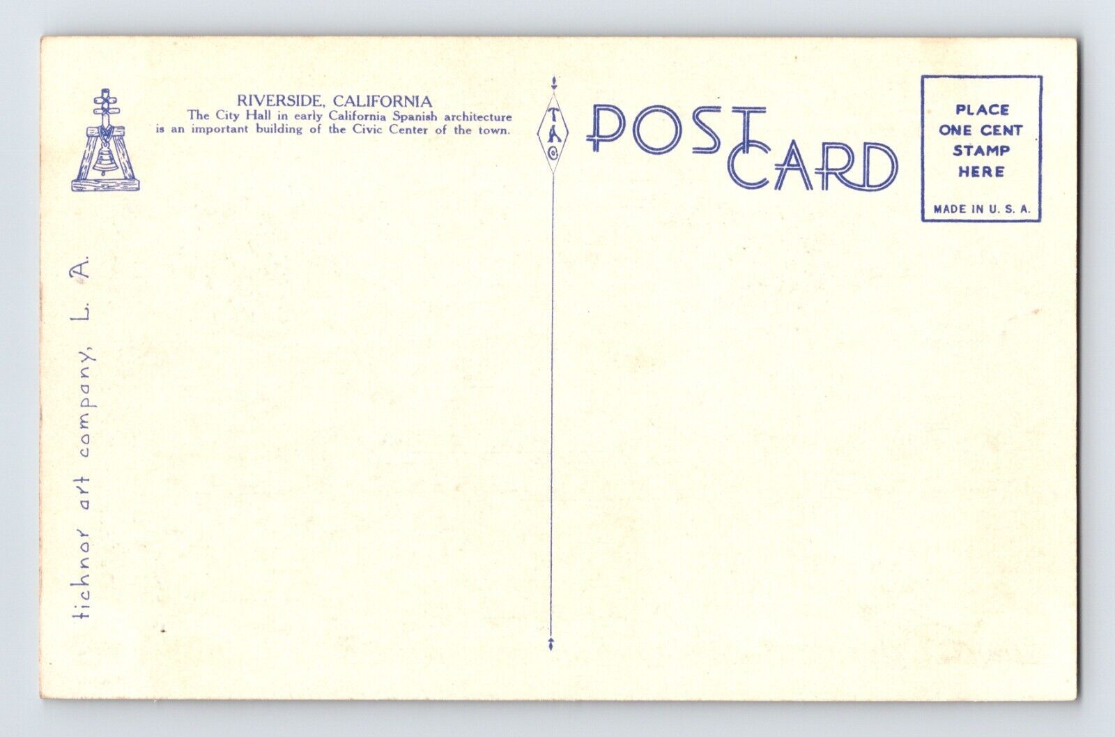 Postcard California Riverside CA City Hall Downtown 1940s Unposted ...