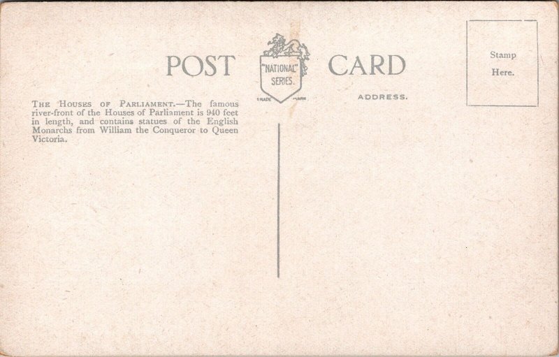 Vtg London England The Houses of Parliament River Front View 1910s ...