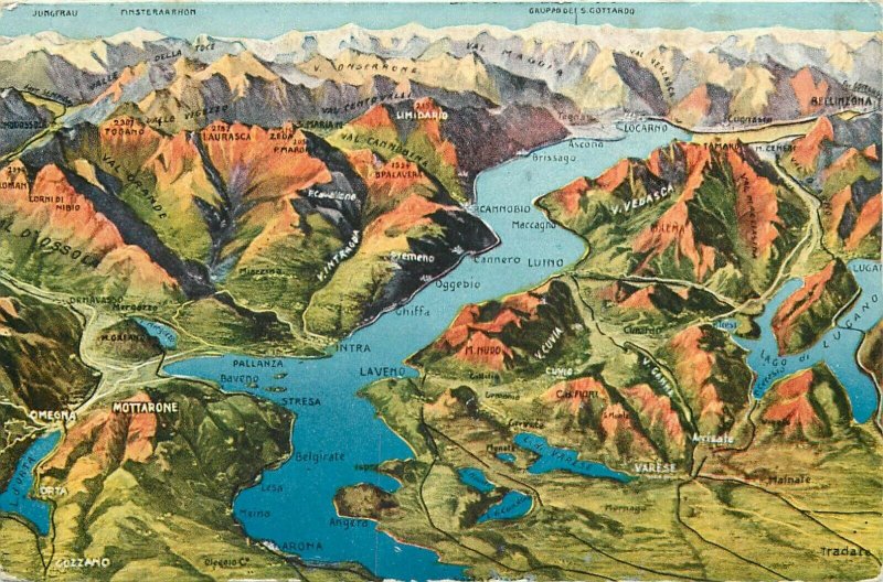Lago Maggiore map postcard | Europe - Italy - Other / Unsorted ...