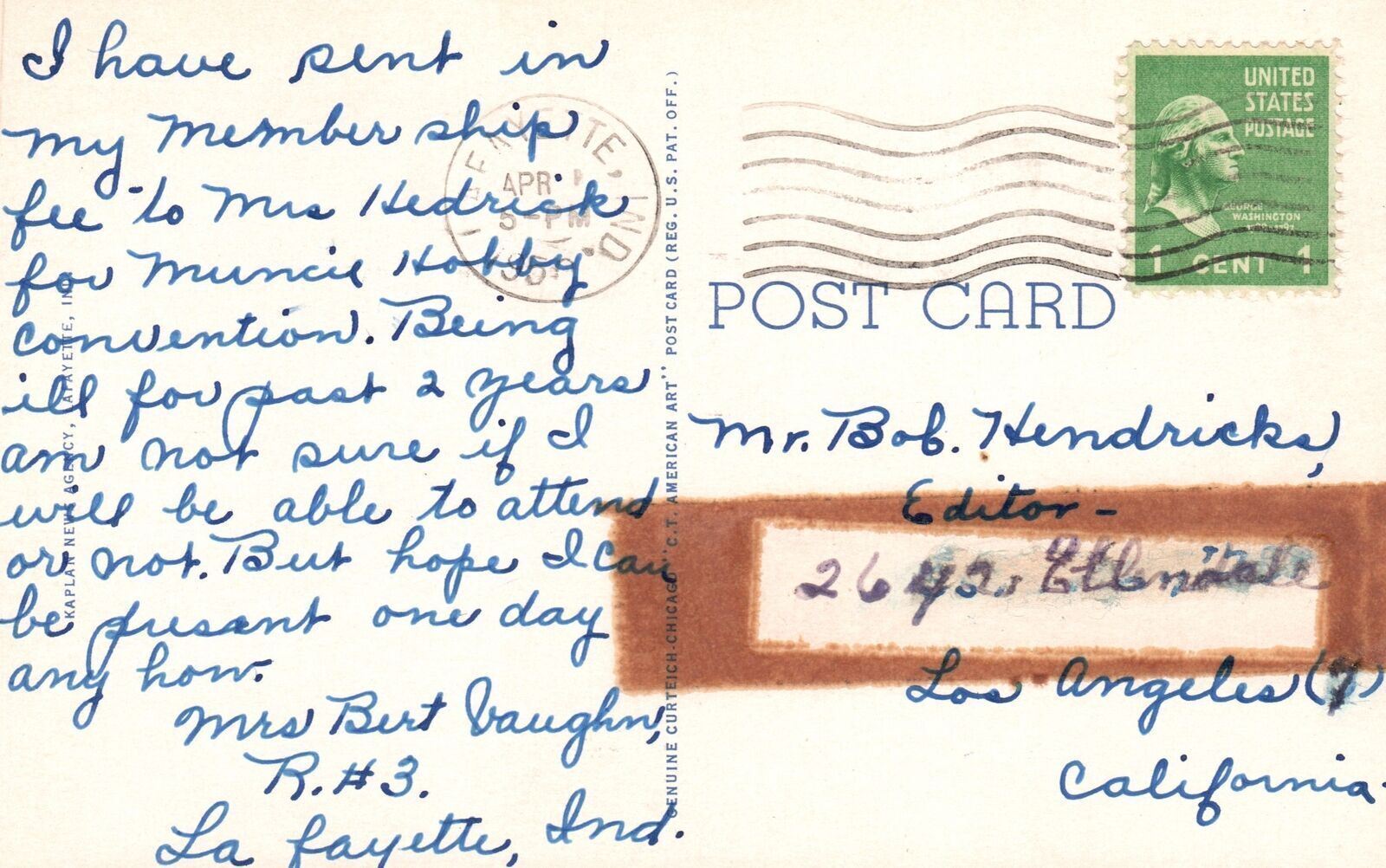 Vintage Postcard 1950'S U. S. Post Office Building Landmark Lafayette ...