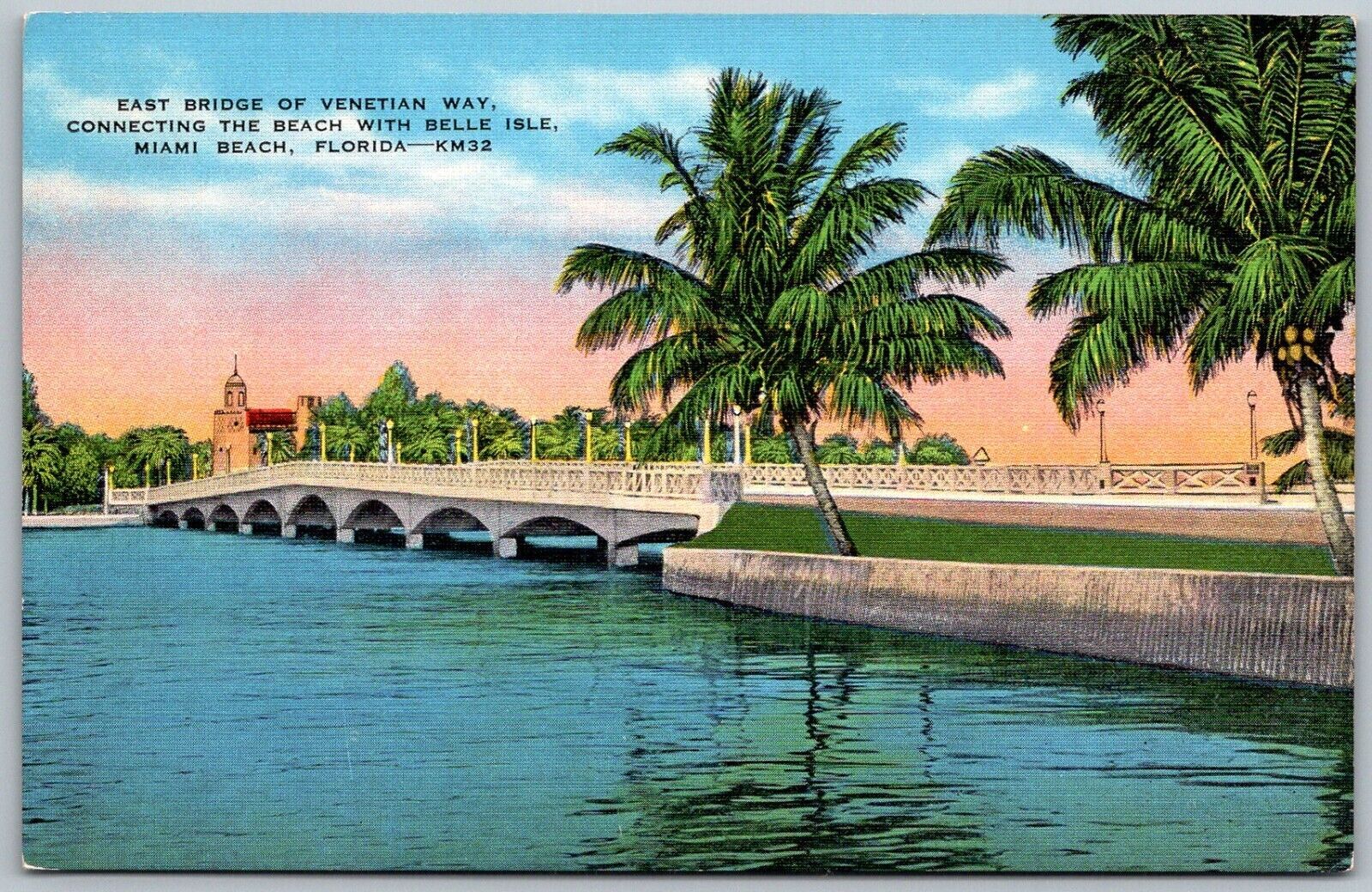 Miami Beach To Belle Isle Florida 1940s Postcard East Bridge Venetian ...