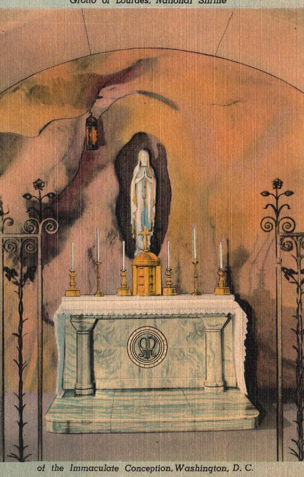 Washington, DC, Grotto of Lourdes, National Shrine Imm Con, Linen Postcard e5286 | Europe ...