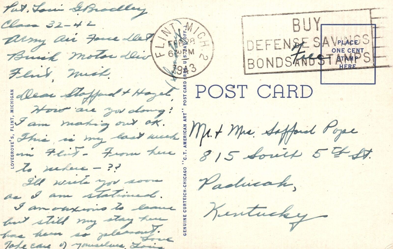 Vintage Postcard 1943 National Armory Building Flint Michigan MI ...