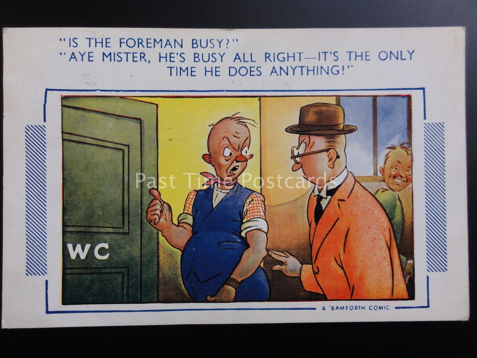 Bamforth Comic Postcard WORKMAN AT FACTORY W.C. - IS THE FORMAN BUSY ...