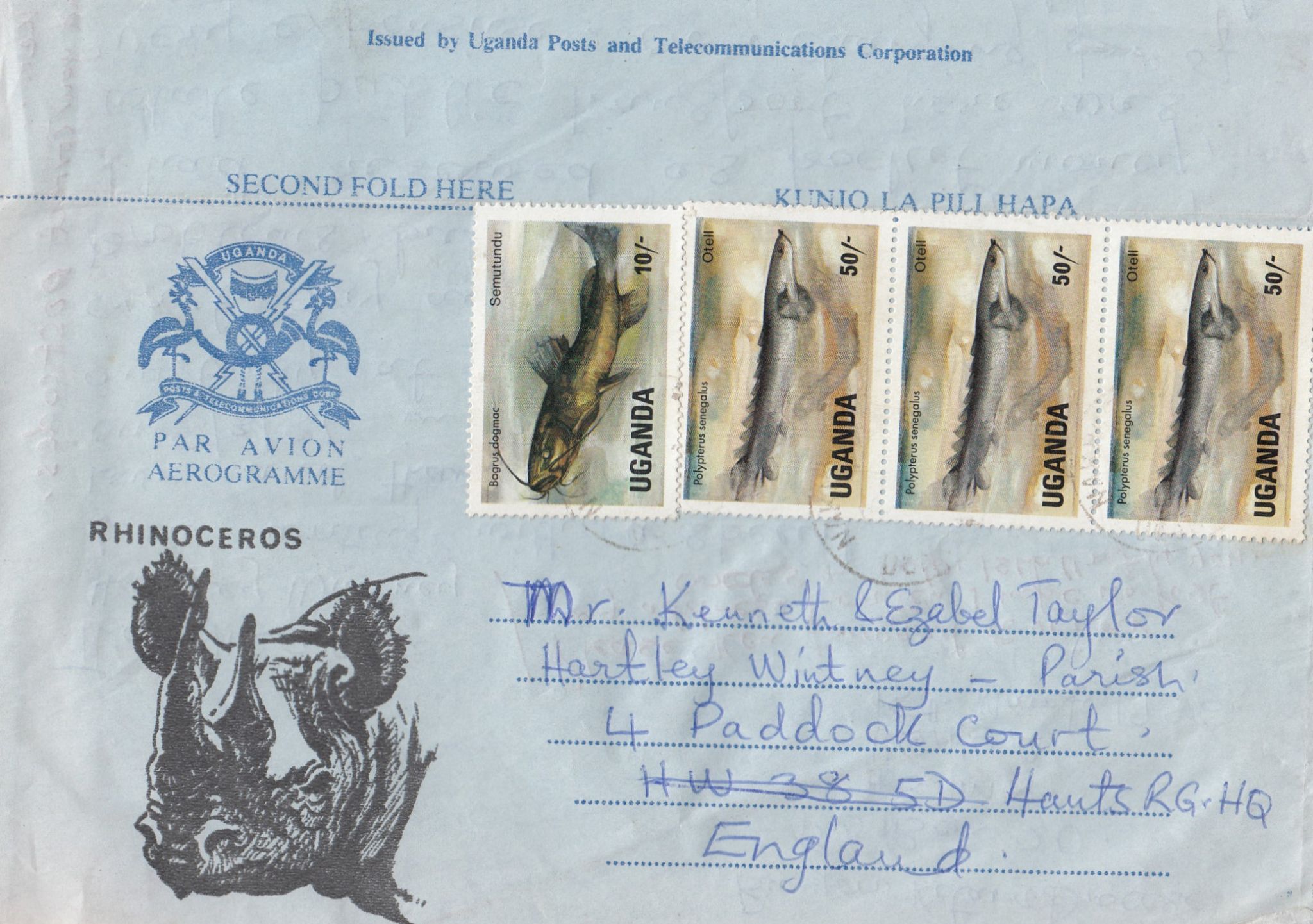 Uganda Rhinoceros 1980s African Envelope | Topics - Animals - Other ...