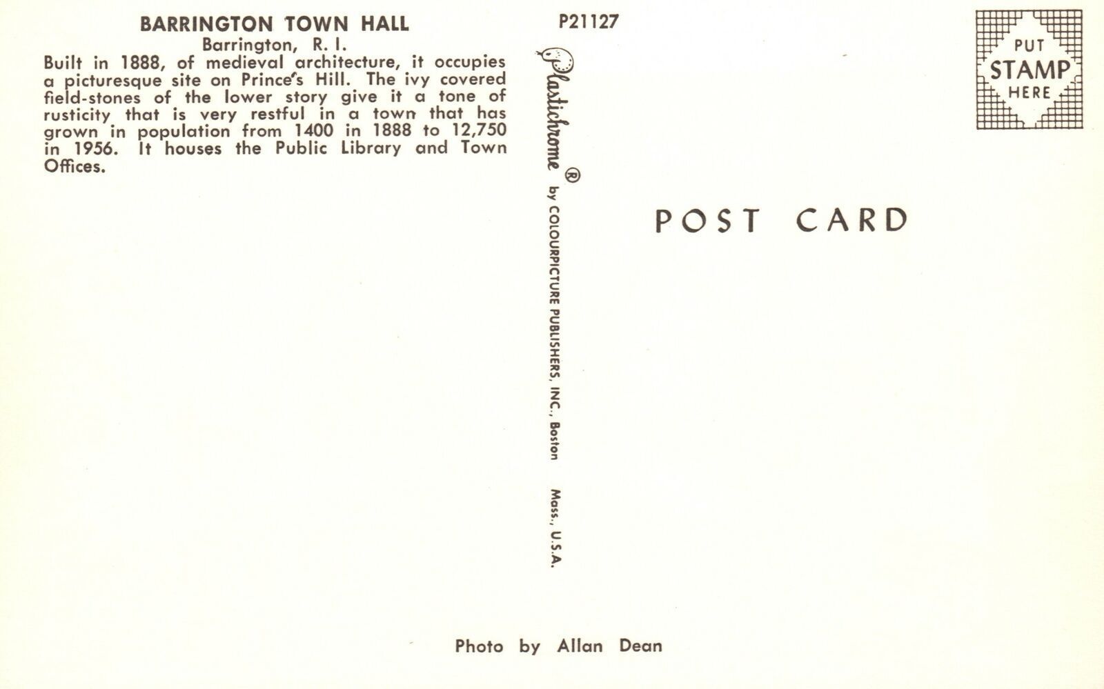 Vintage Postcard View of Barrington Town Hall Building Rhode Island ...