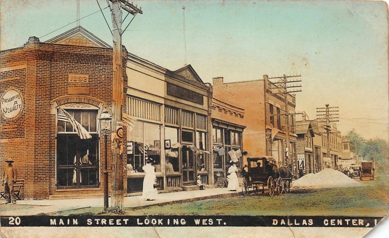 F35/ Dallas Center Iowa RPPC Postcard c1910 Main Street Stores Color ...