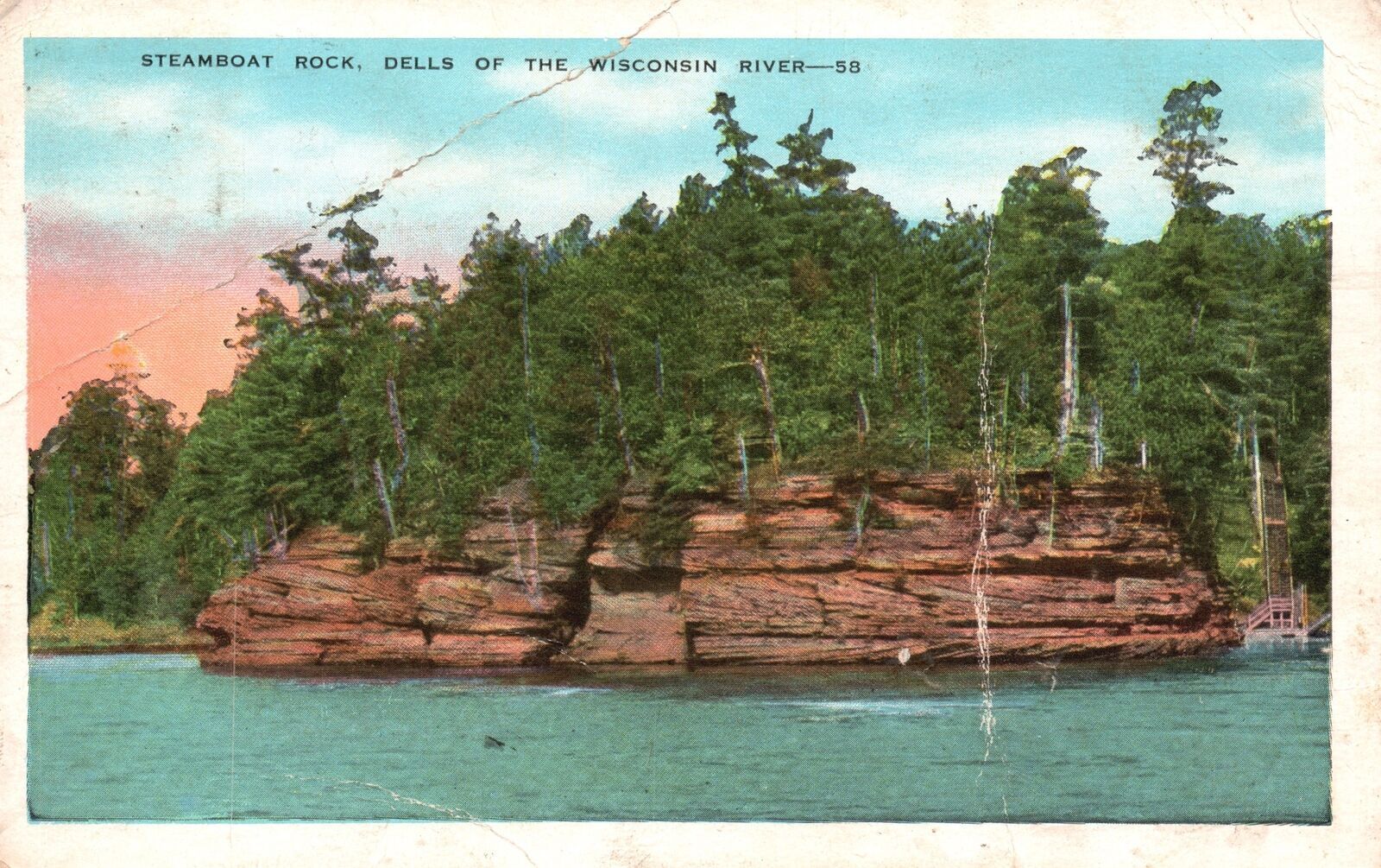 Vintage Postcard 1938 Steamboat Rock Largest Rock Dells of the ...