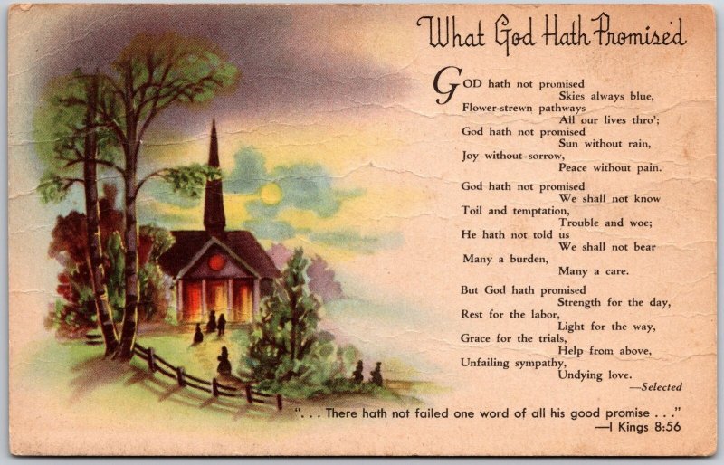 1945 What God Has Promised Poem Landscape Sunset Scene Posted Postcard ...