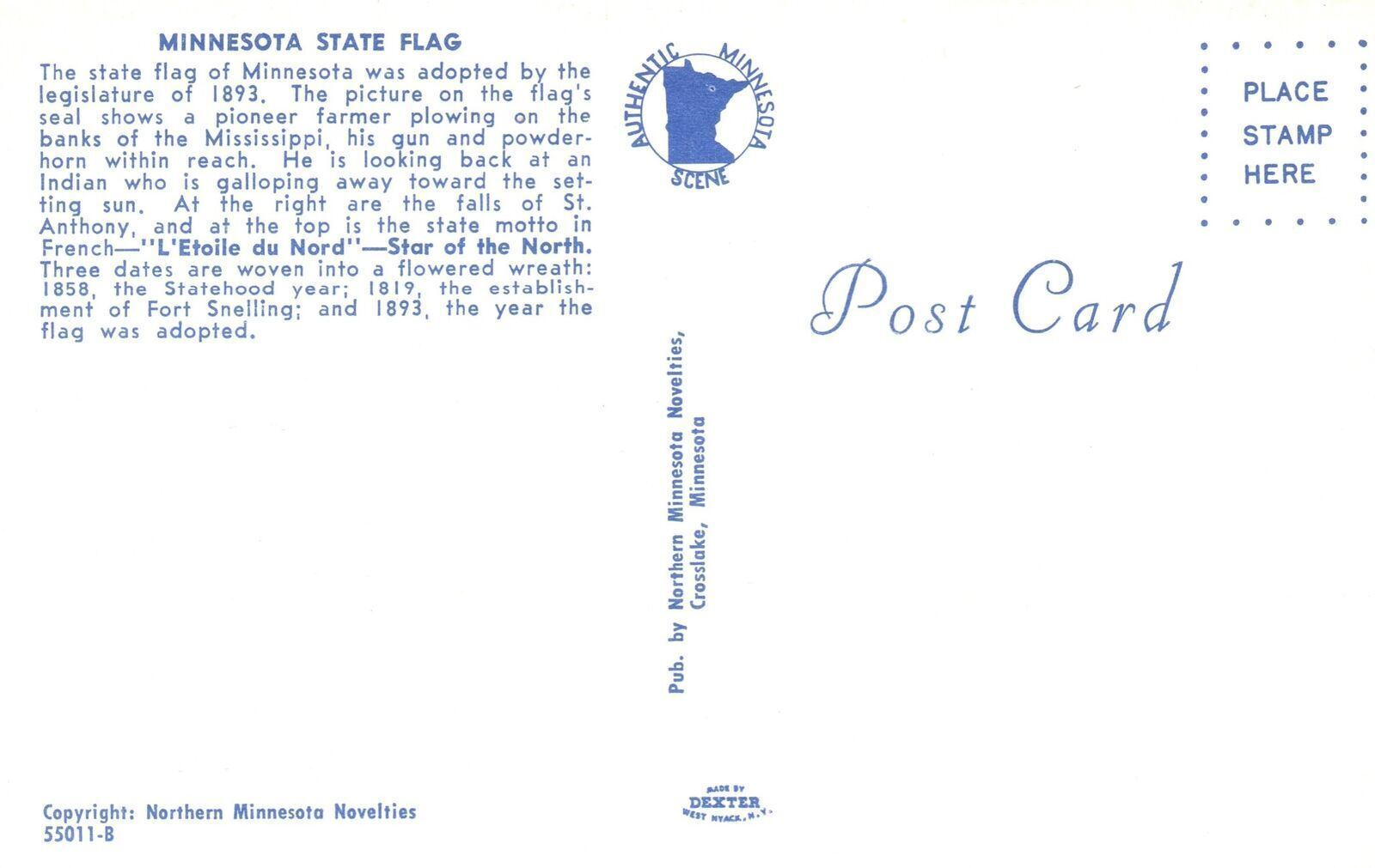 Vintage Postcard Minnesota State Flag Adopted By Legislature Of 1893 ...