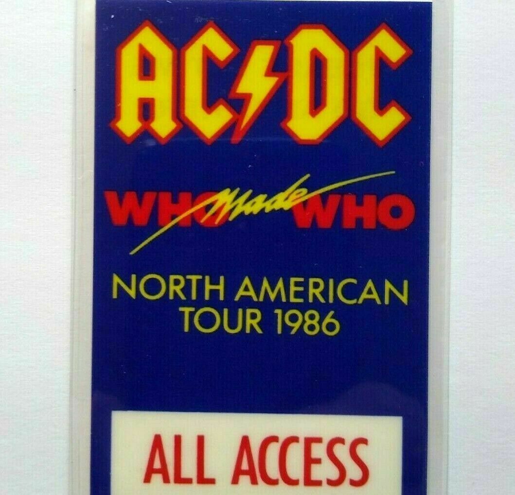 AC/DC Vintage Backstage Pass Who Made Who Laminated Hard Rock Music ...