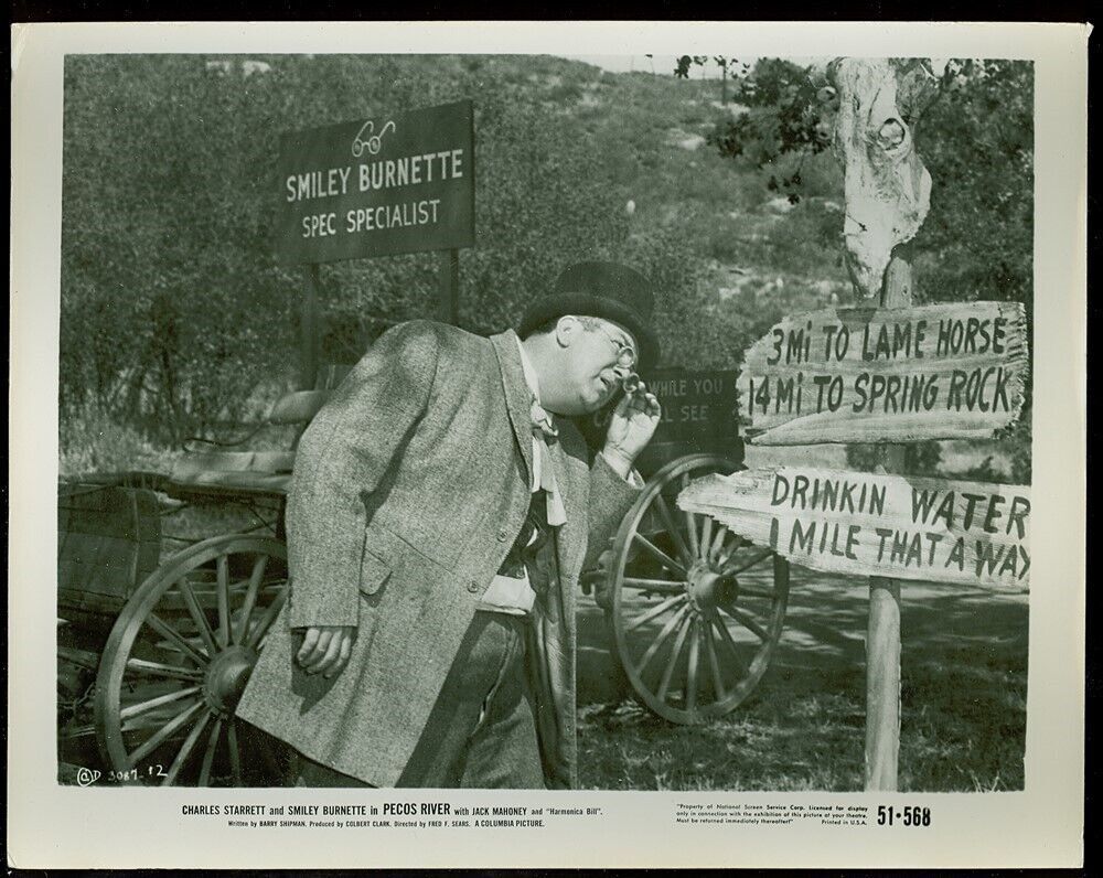 Movie Still, Pecos River, Smiley Burnette, Columbia Pictures No. 3087 ...
