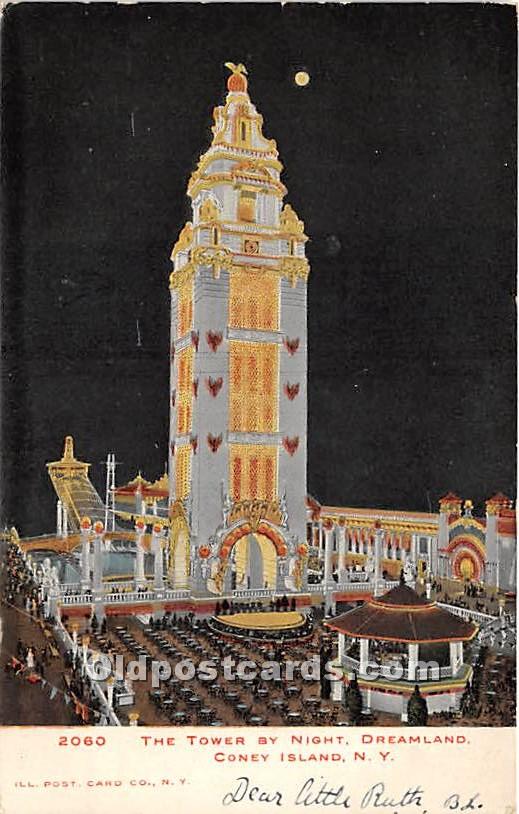 The Tower by Night, Dreamland Coney Island, New York, NY, USA Amusement ...
