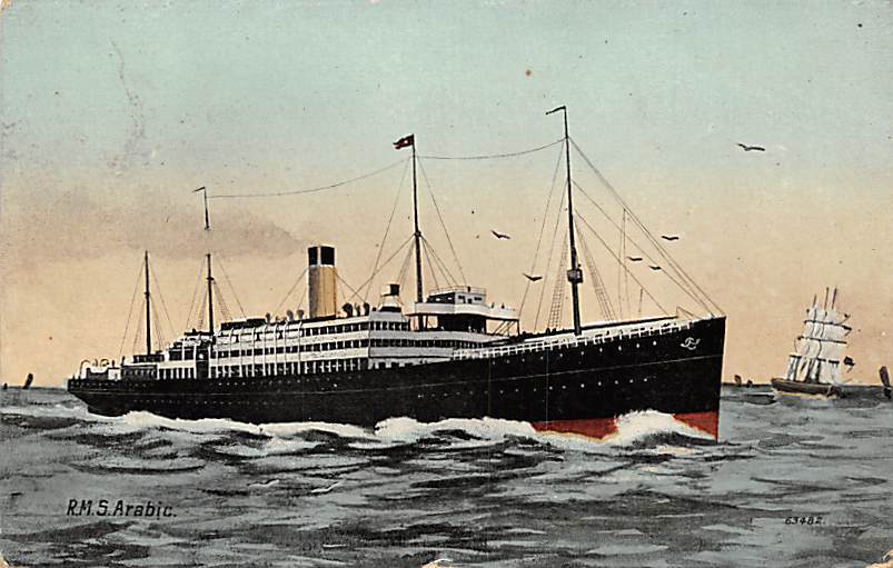 SS Arabic White Star Line Writing on back | Topics - Other, Postcard ...