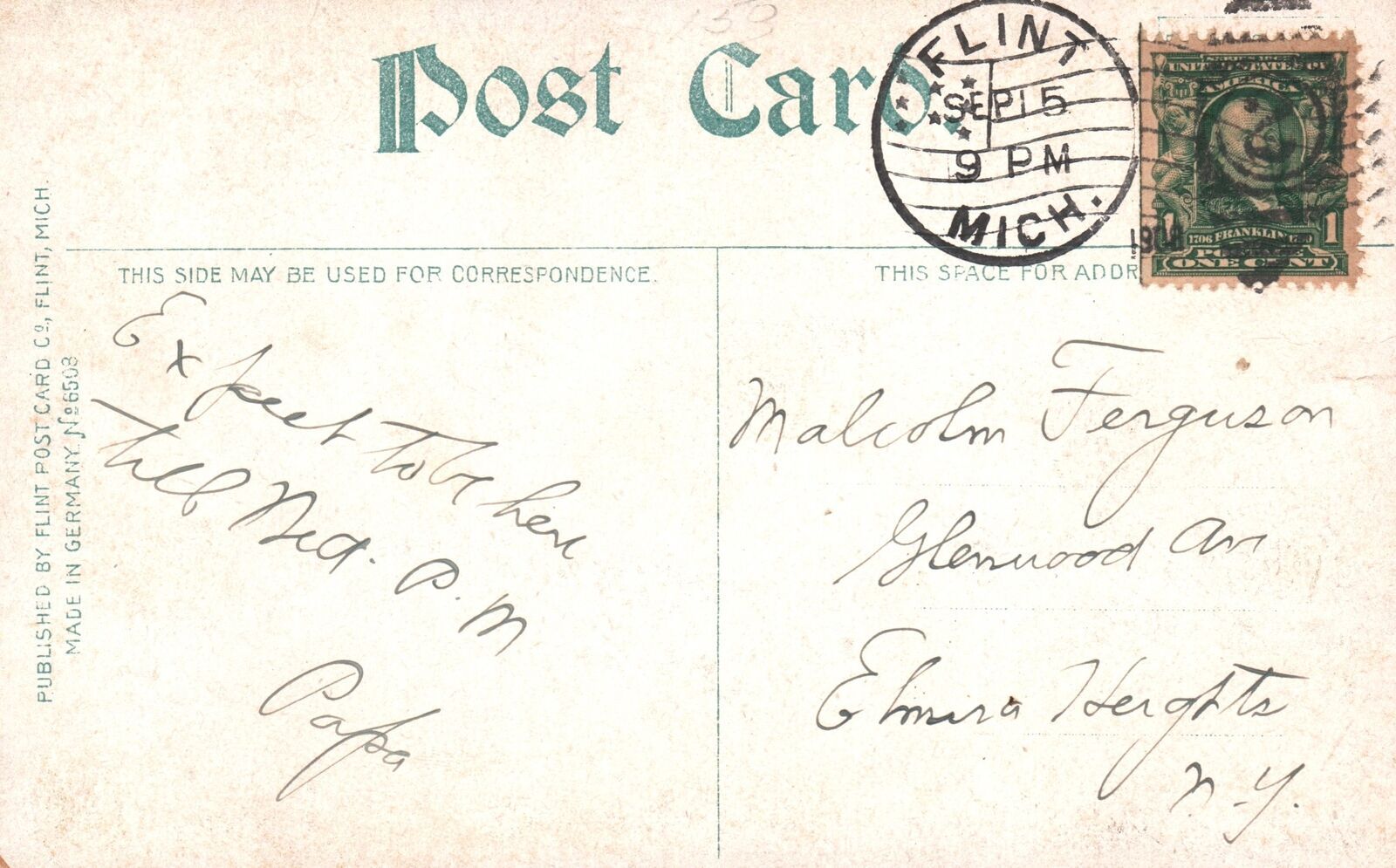 Vintage Postcard 1908 Kearsley St. Looking East Residential Area Flint ...