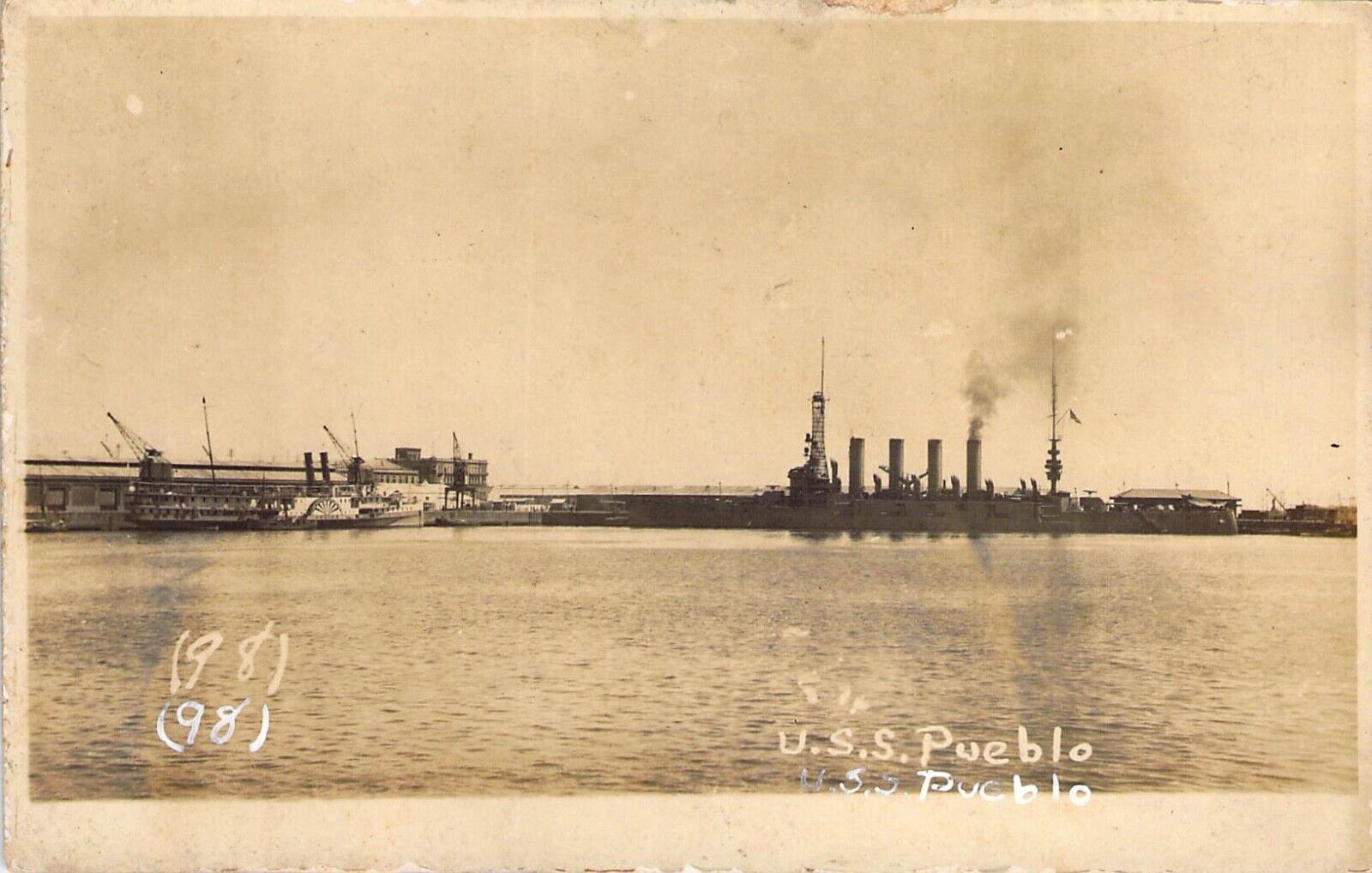 RPPC, Real Photo, USN, USS Pueblo, WW1 Era Armored Cruiser, Old ...